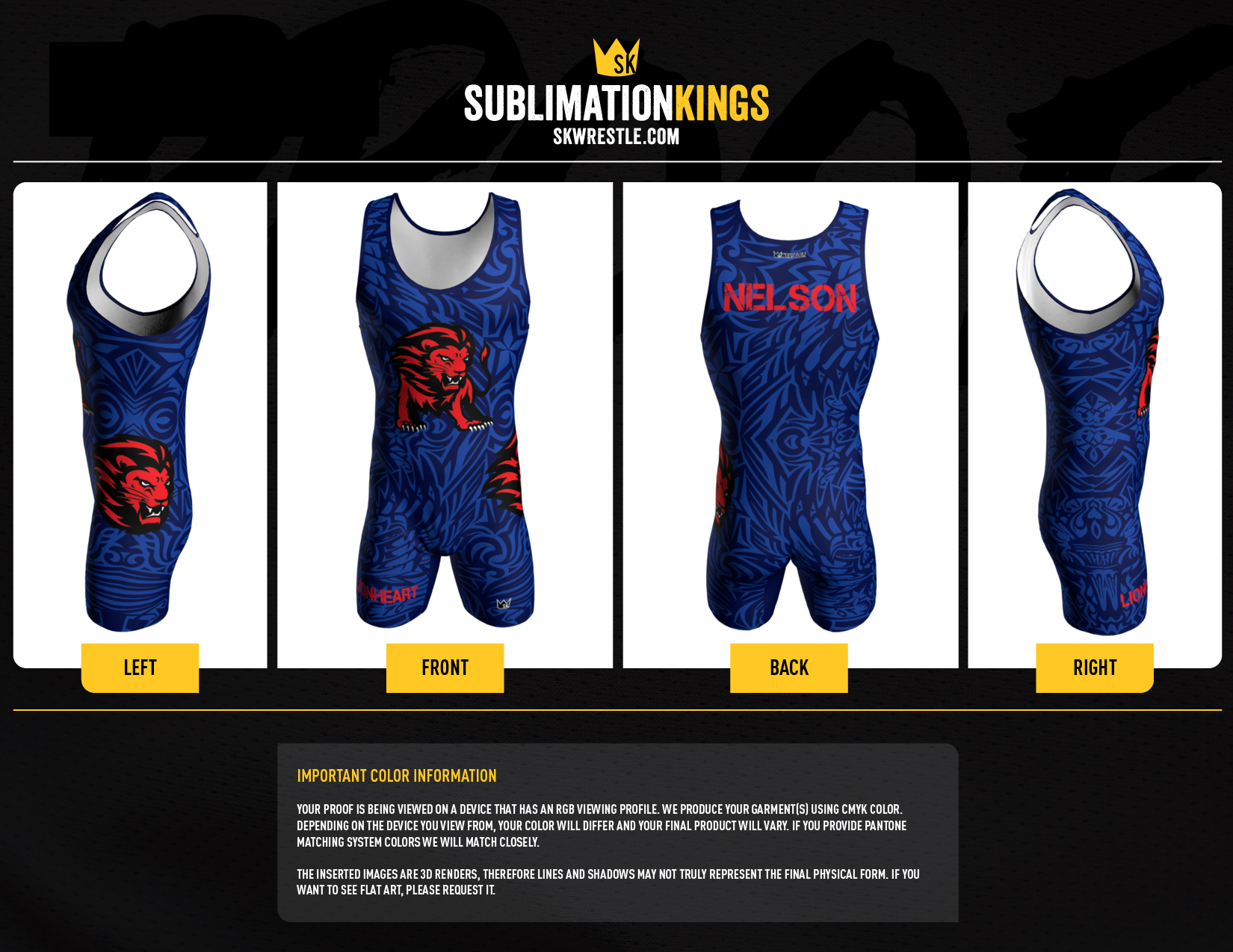 Custom Wrestling Singlet Builder – Sublimation Kings