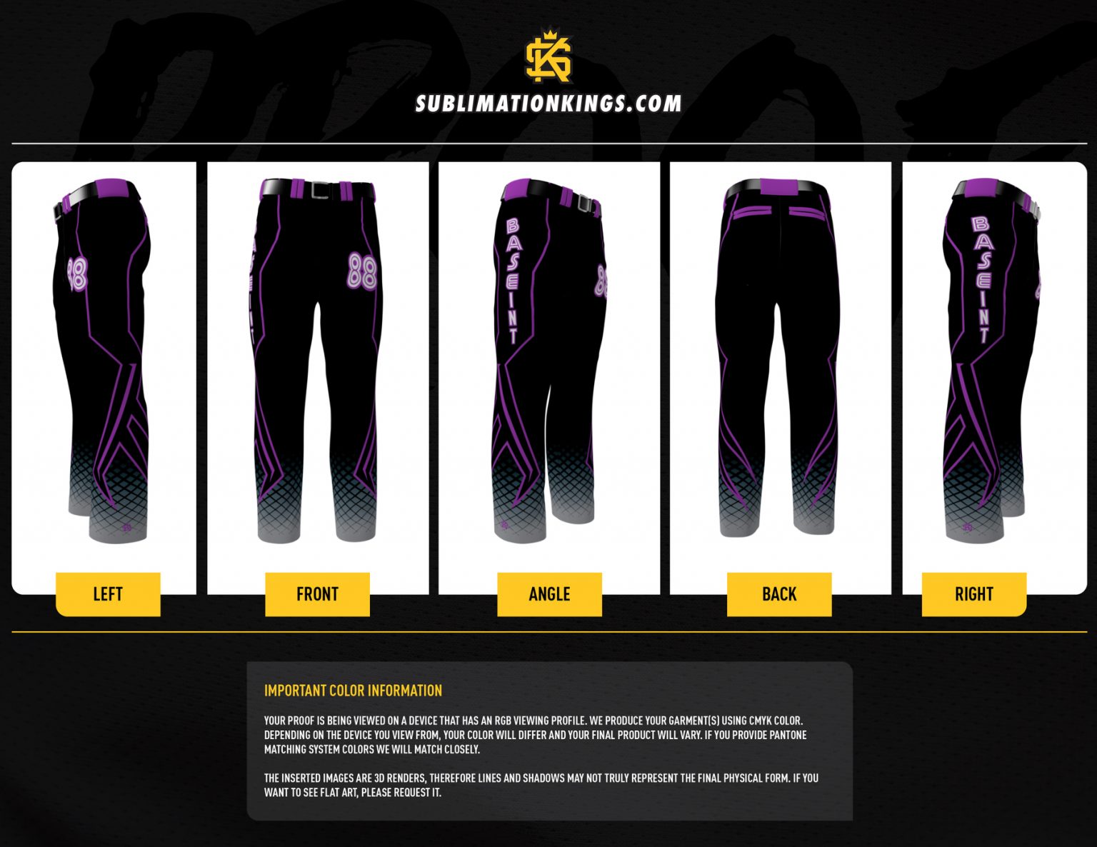Custom Baseball/Softball Slide Pants Builder | Sublimation Kings